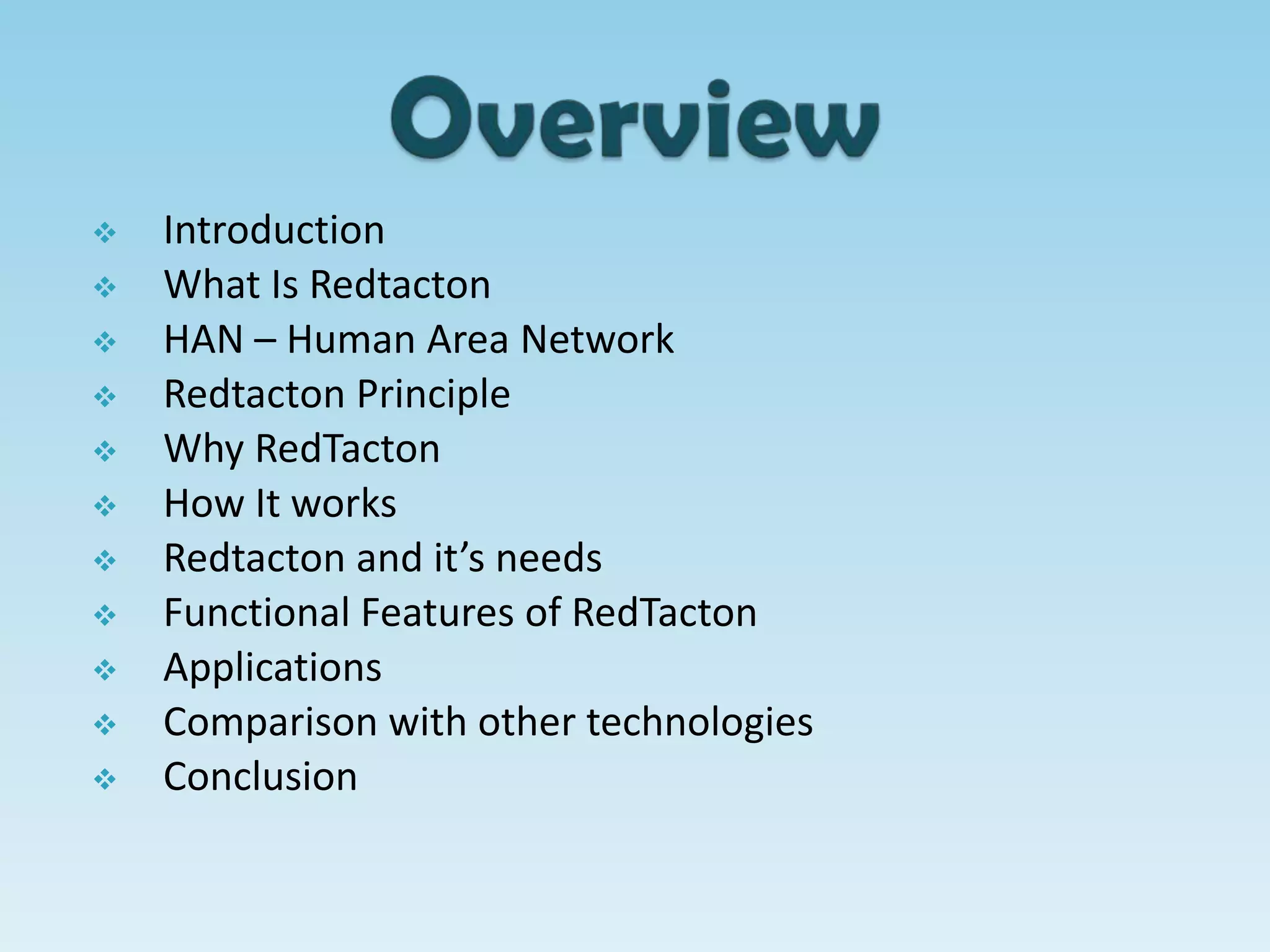 Redtacton - Human Area Network | PPTX