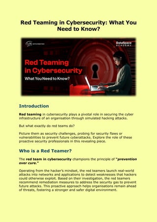Red Teaming in Cybersecurity What You Need to Know.pdf