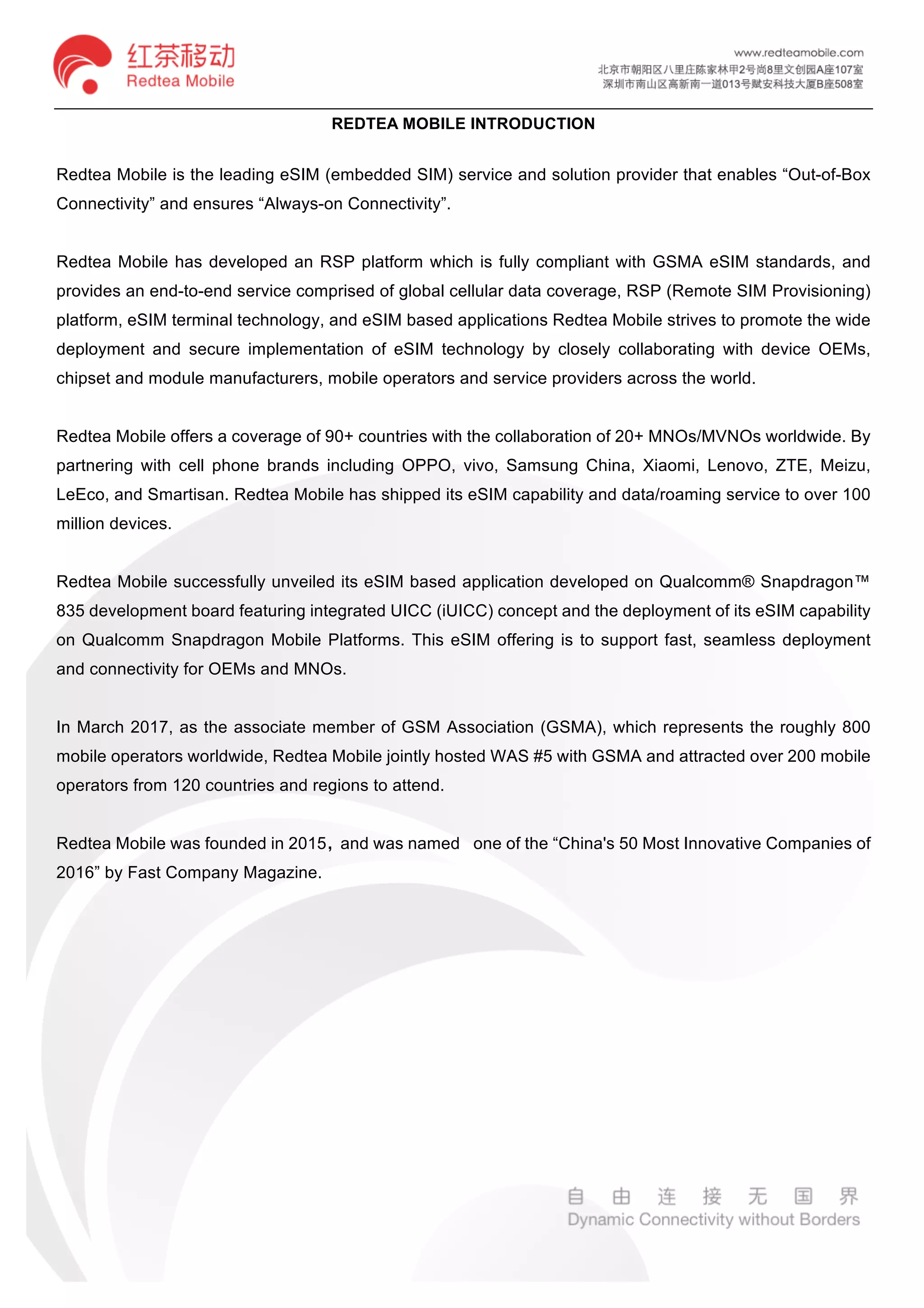 Redtea Mobile Introduction | PDF