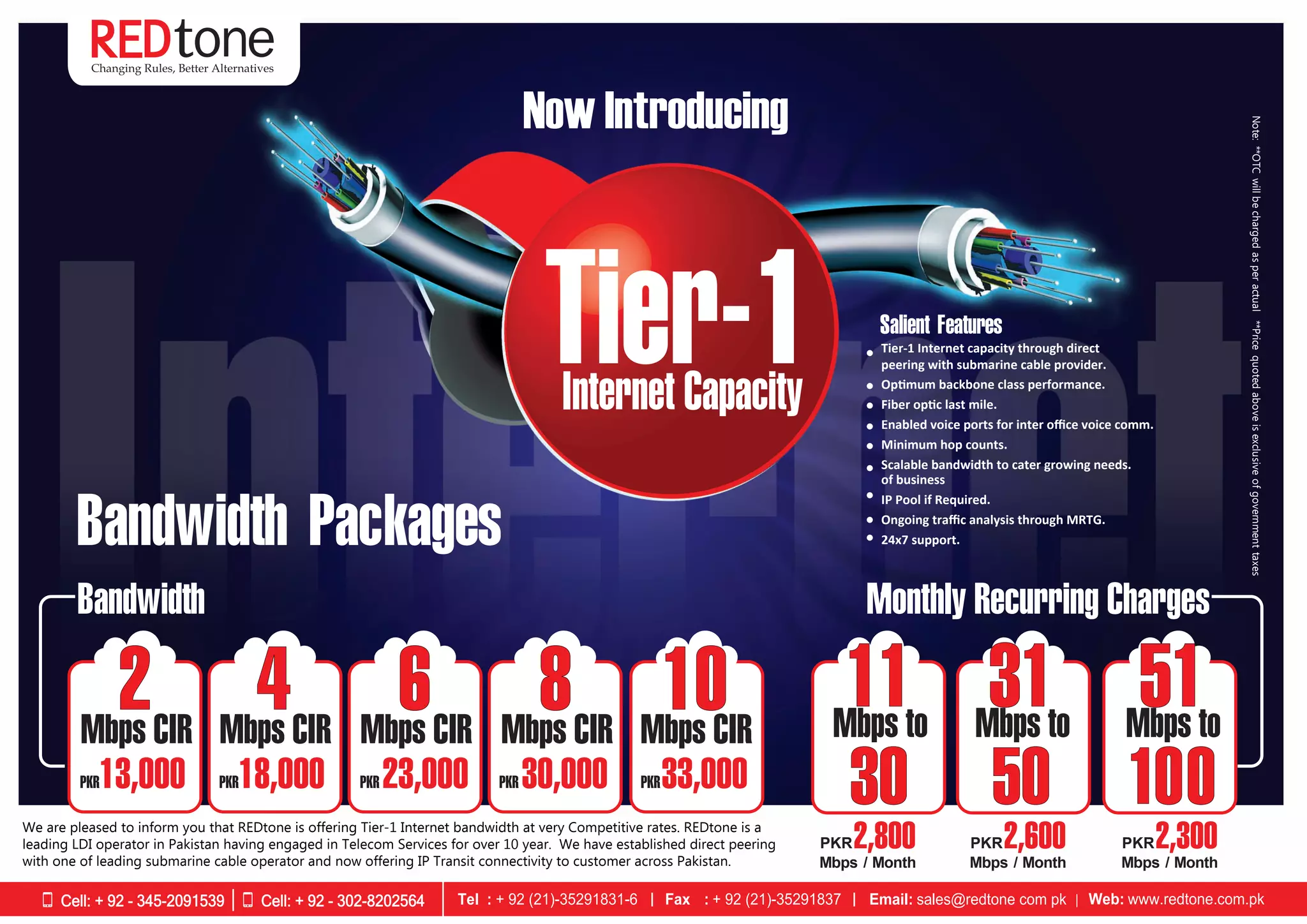 RedTone Tier-1 Internet Capacity through Direct Submarine Cable ...
