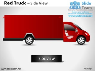 Red truck side view powerpoint presentation templates. | PPT