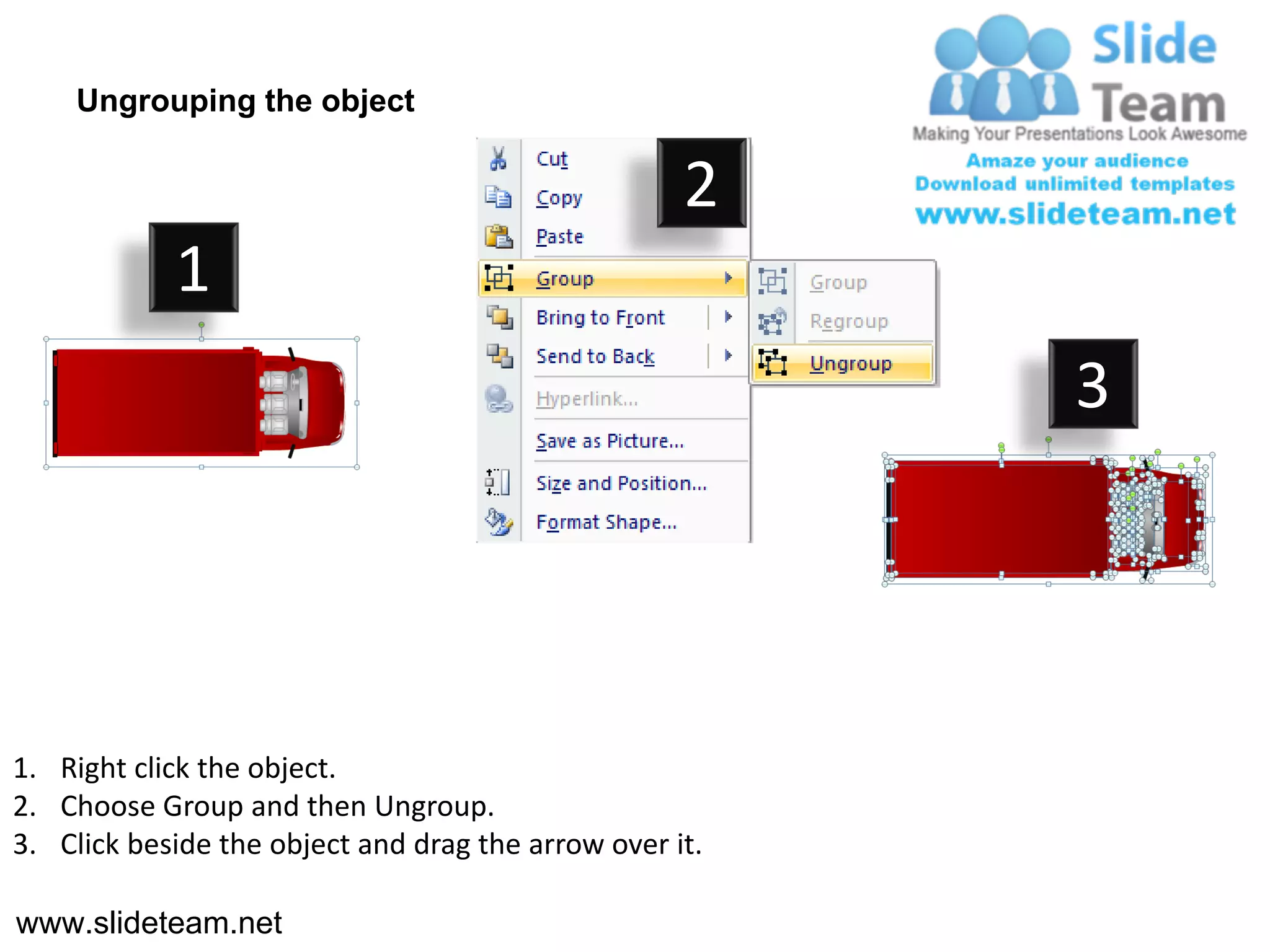 Red truck top view powerpoint ppt templates. | PPT