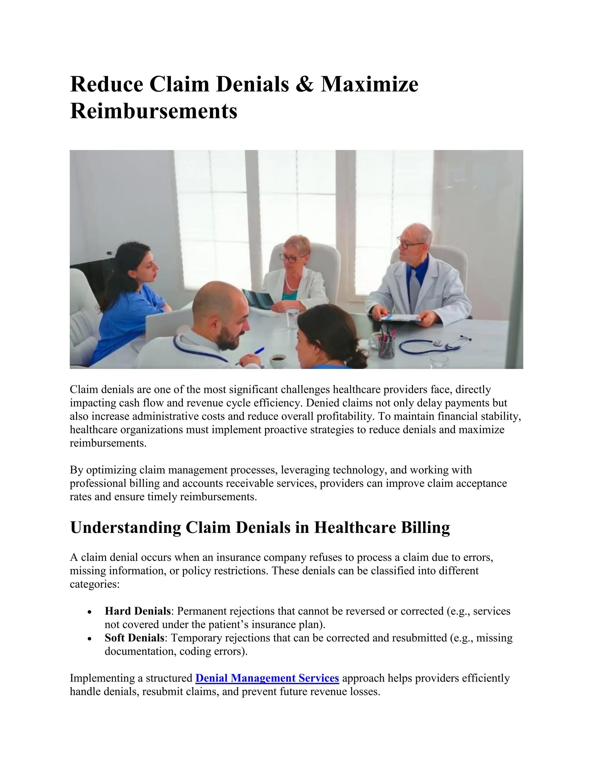 Reduce Claim Denials & Maximize Reimbursements | PDF