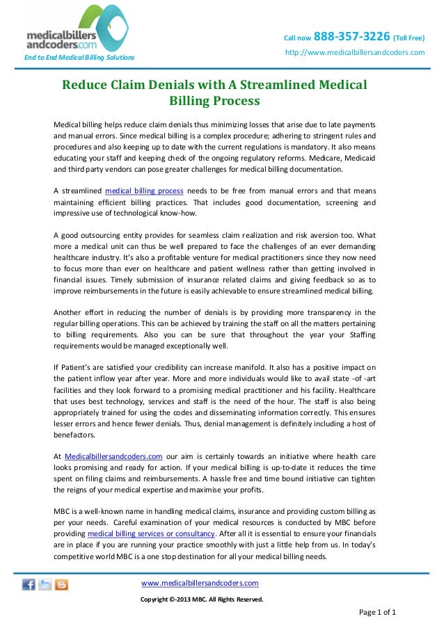 Reduce Claim Denials With A Streamlined Medical Billing Process 