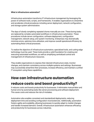 Reduce Costs and Boost Productivity with Infrastructure Automation | PDF
