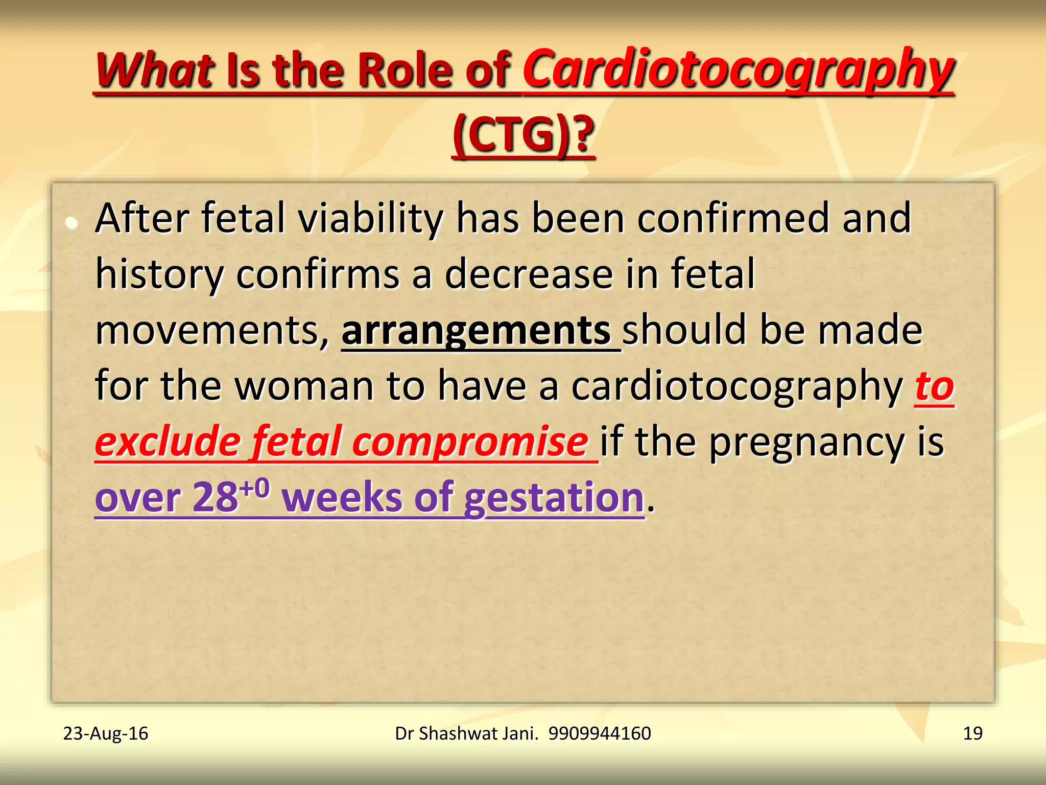 REDUCED FETAL MOVEMENTS - HOW TO PROCEED BY DR SHASHWAT JANI | PPTX