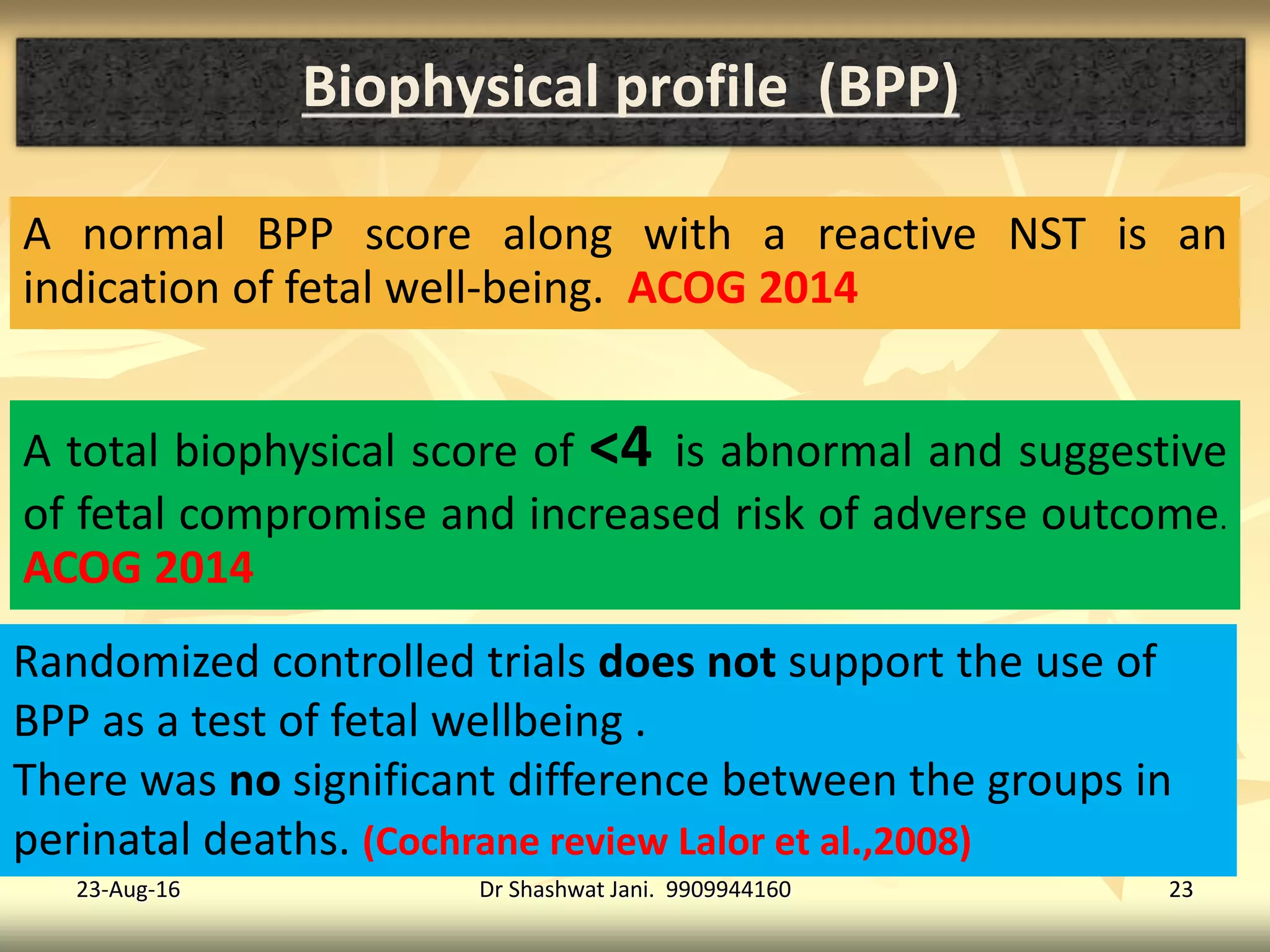 REDUCED FETAL MOVEMENTS - HOW TO PROCEED BY DR SHASHWAT JANI | PPTX