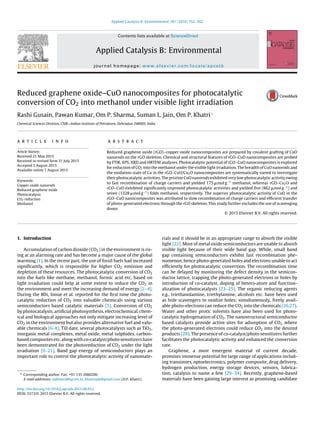 Reduced graphene oxide–CuO nanocomposites for photocatalyticconversion ...