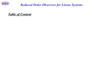 Reduced order observers | PPT