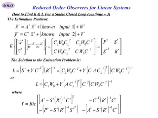 Reduced order observers | PPT