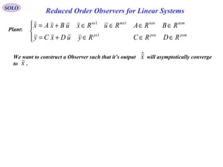Reduced order observers | PPT