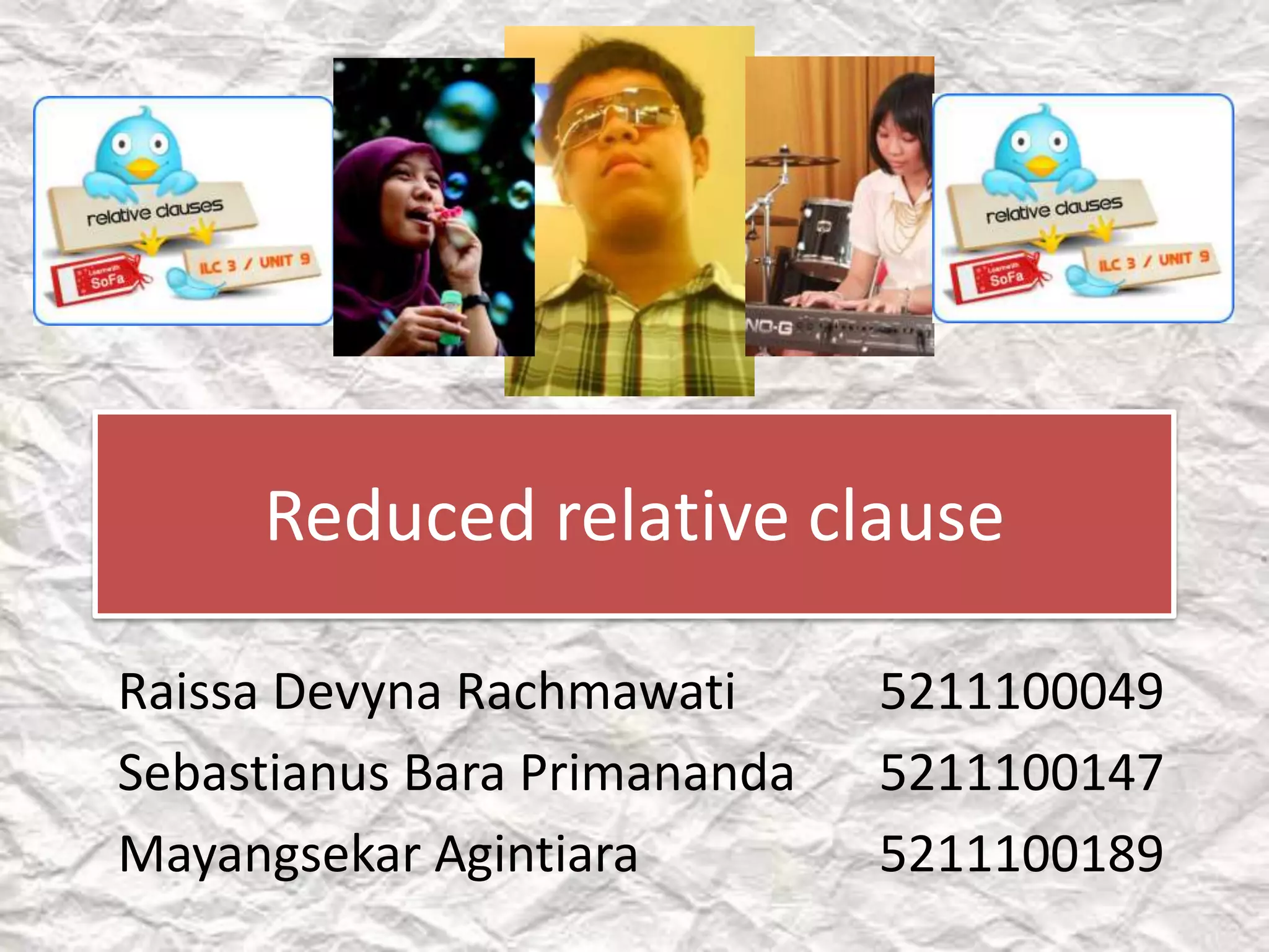 Reduced relative clause | PPTX