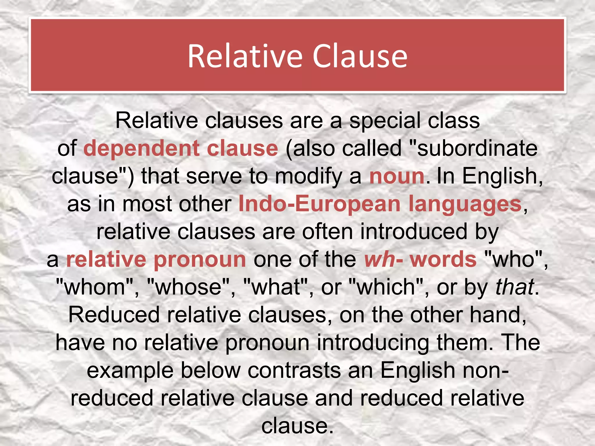 Reduced relative clause | PPTX