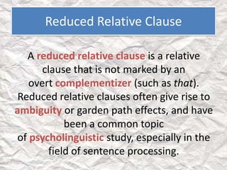 Reduced relative clause | PPTX