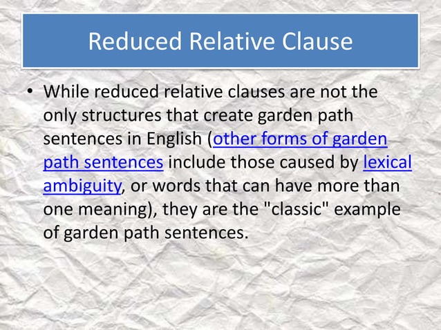 Reduced relative clause | PPT