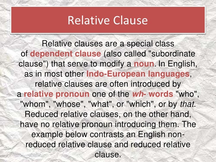 Reduced relative clause