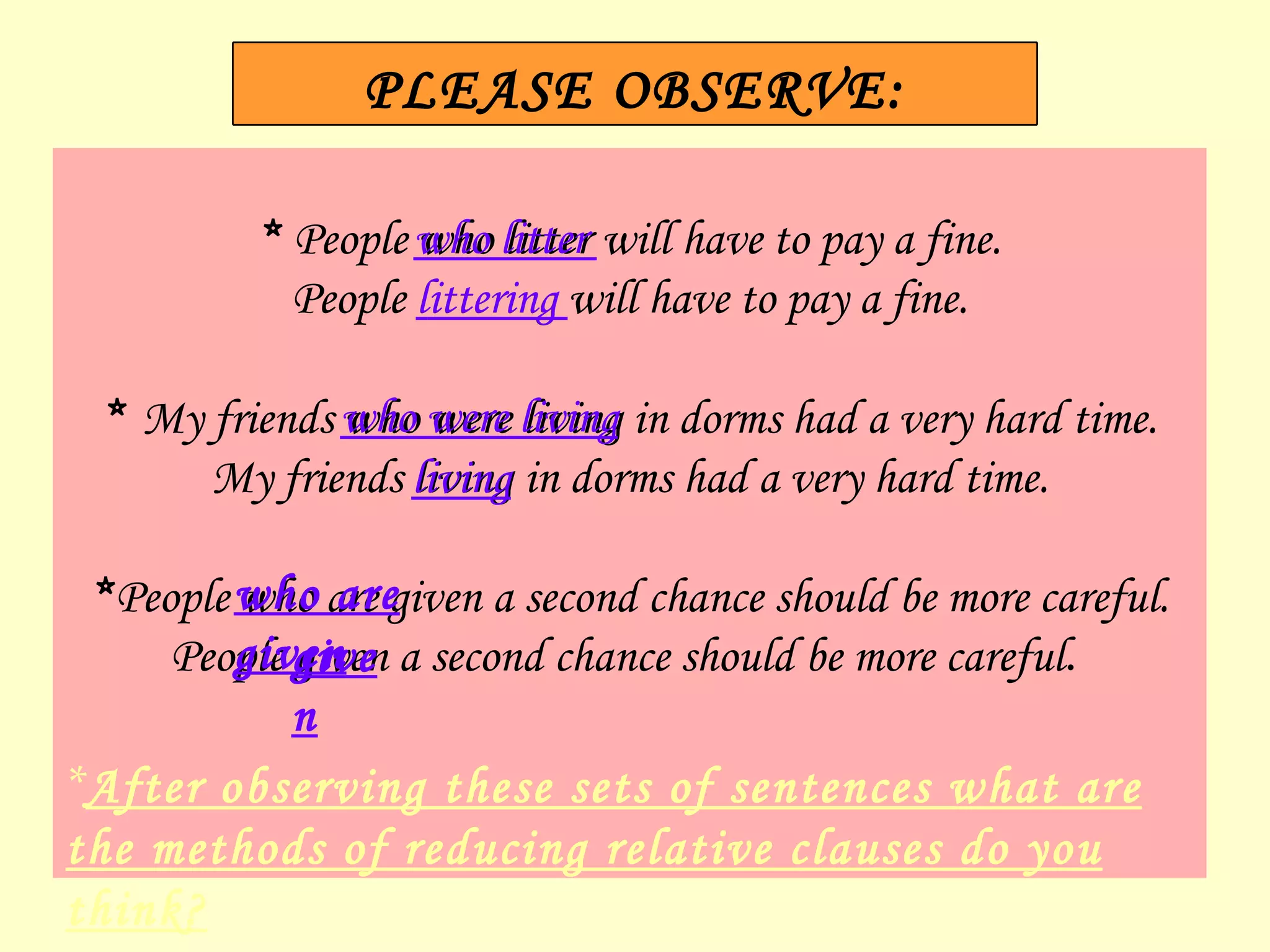 Reduced relative clauses | PPS