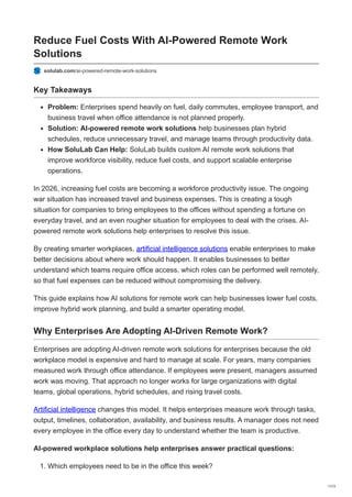 Reducing Fuel Costs with AI-Powered Remote Work Solutions for ...