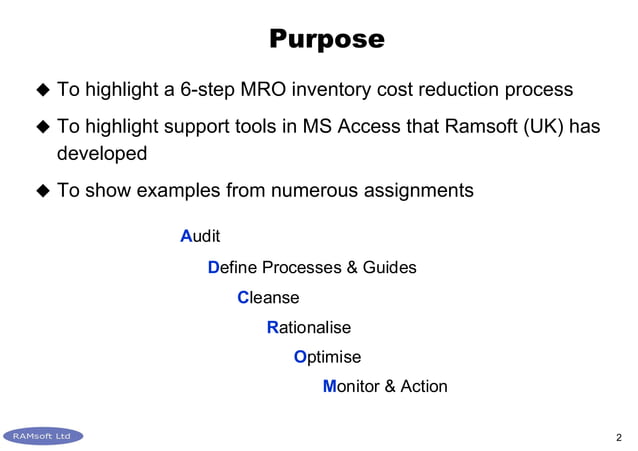Reduce mro inventory costs ppt | PDF