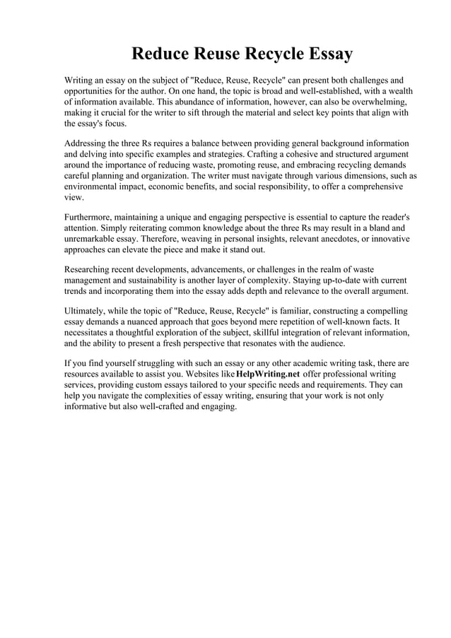 Reduce Reuse Recycle Essay.pdf