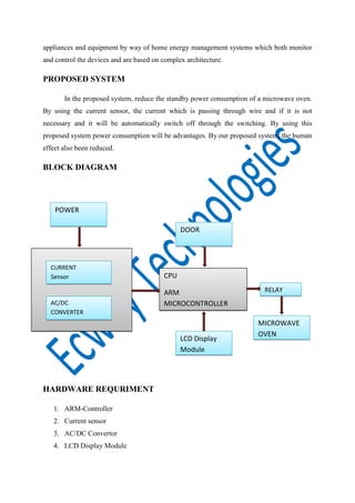 Reduce the standby power consumption of a microwave oven | PDF