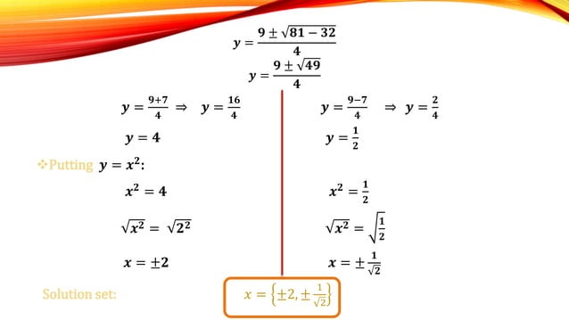 Reducible equation to quadratic form | PPTX