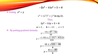 Reducible equation to quadratic form | PPTX