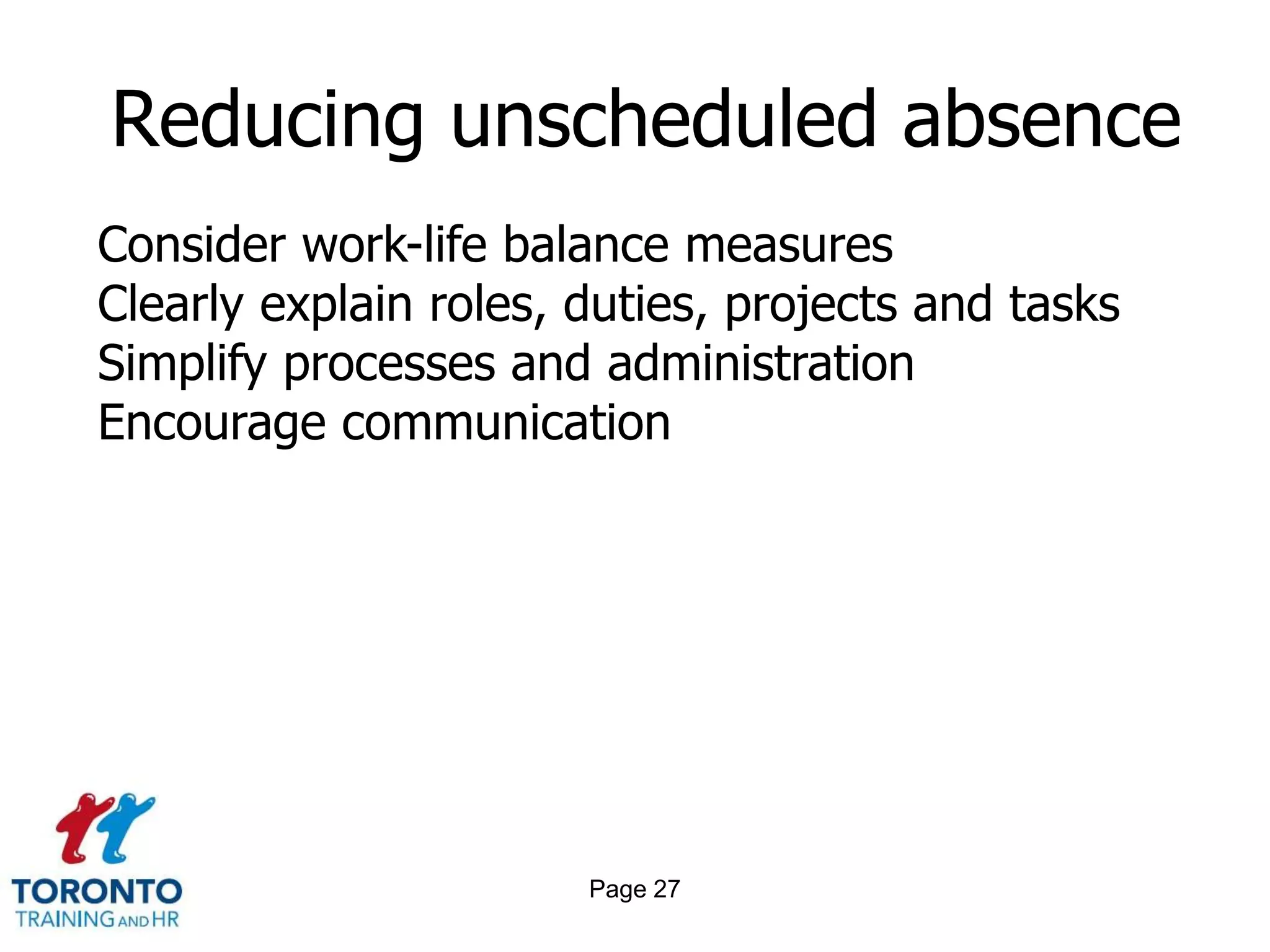 Reducing absenteeism May 2011 | PPTX