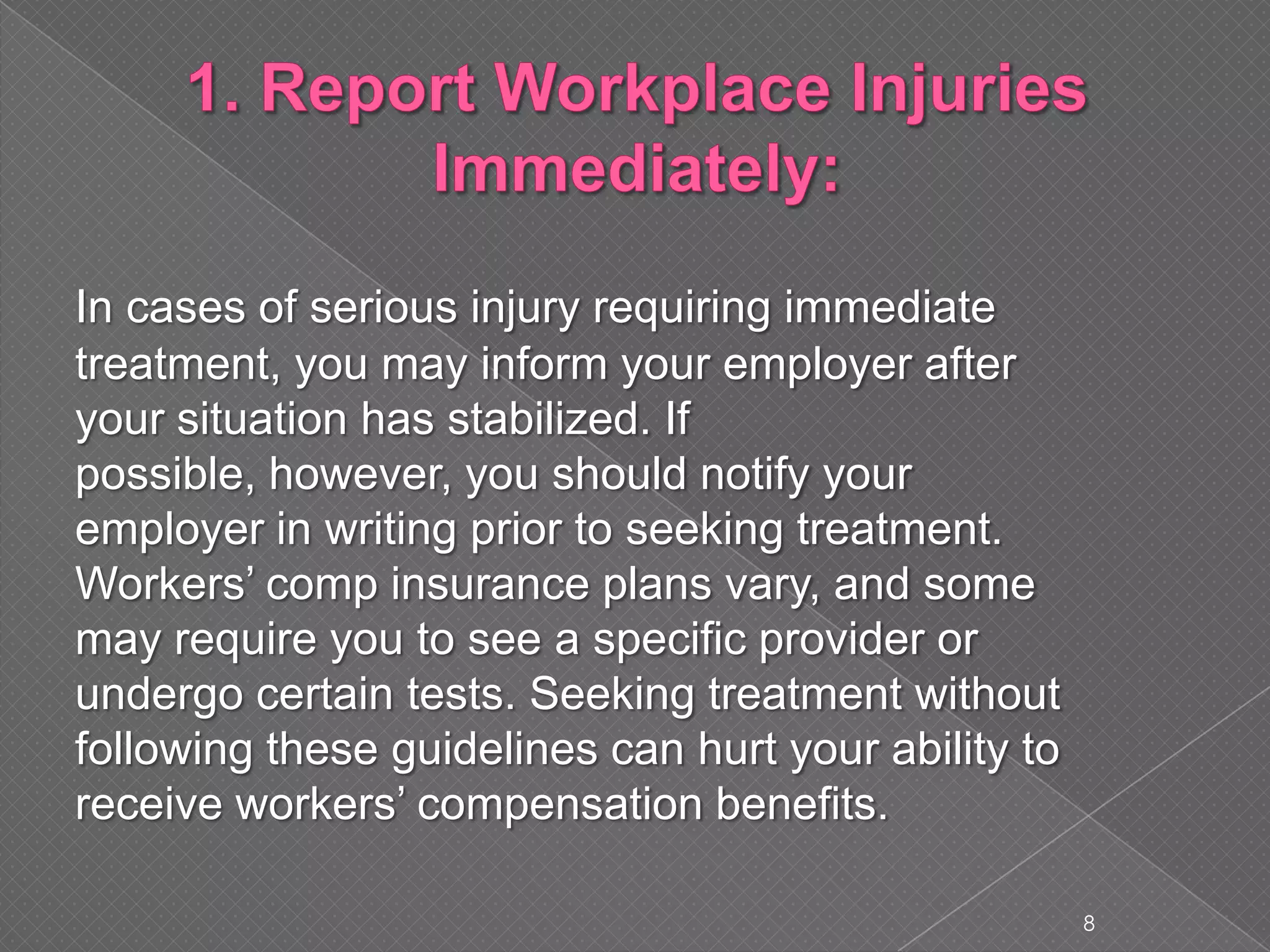 Reducing and minimizing workplace injuries | PPTX