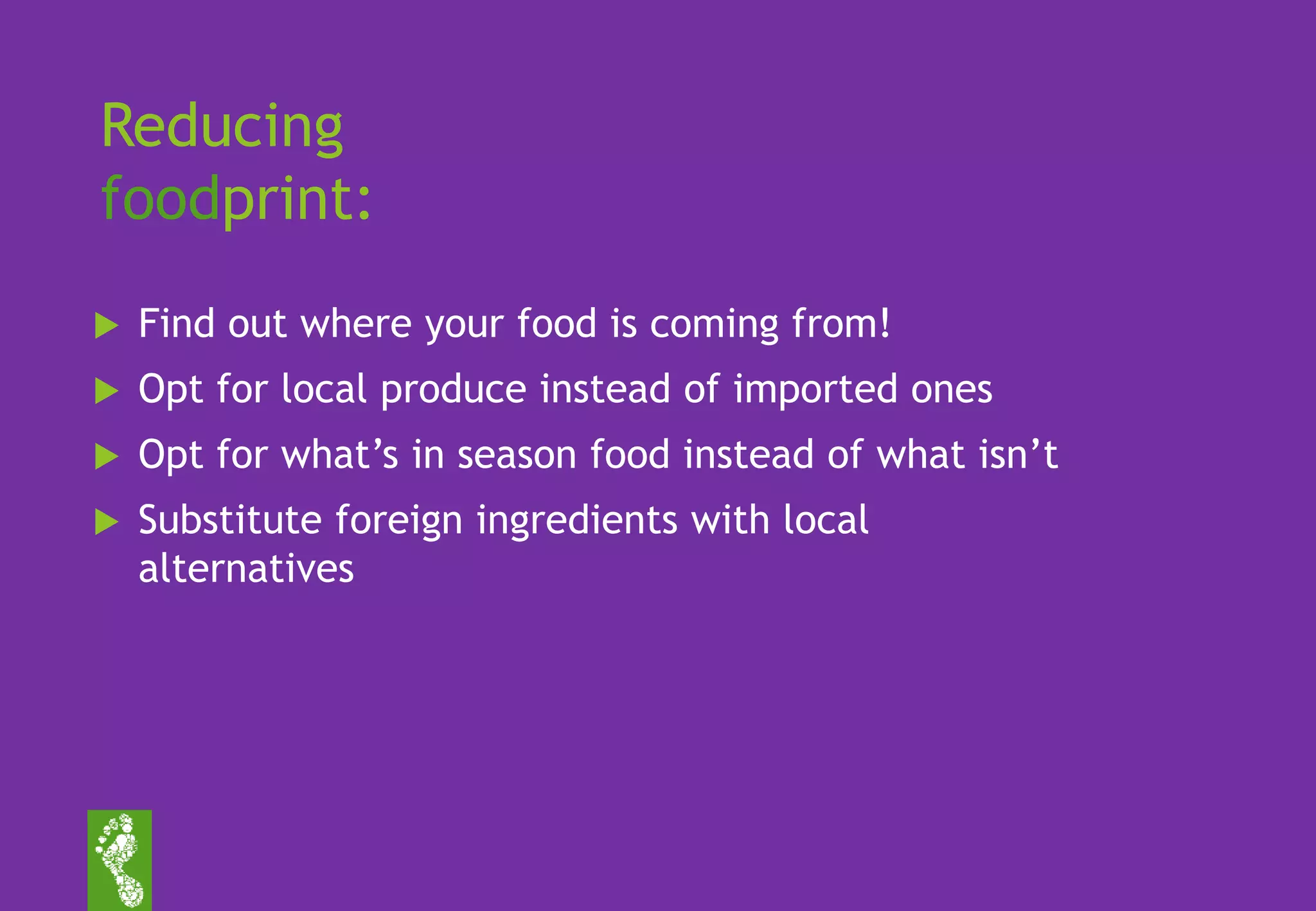 Reducing Carbon Foodprint - Carbon footprint dan local food 1 1 | PPTX