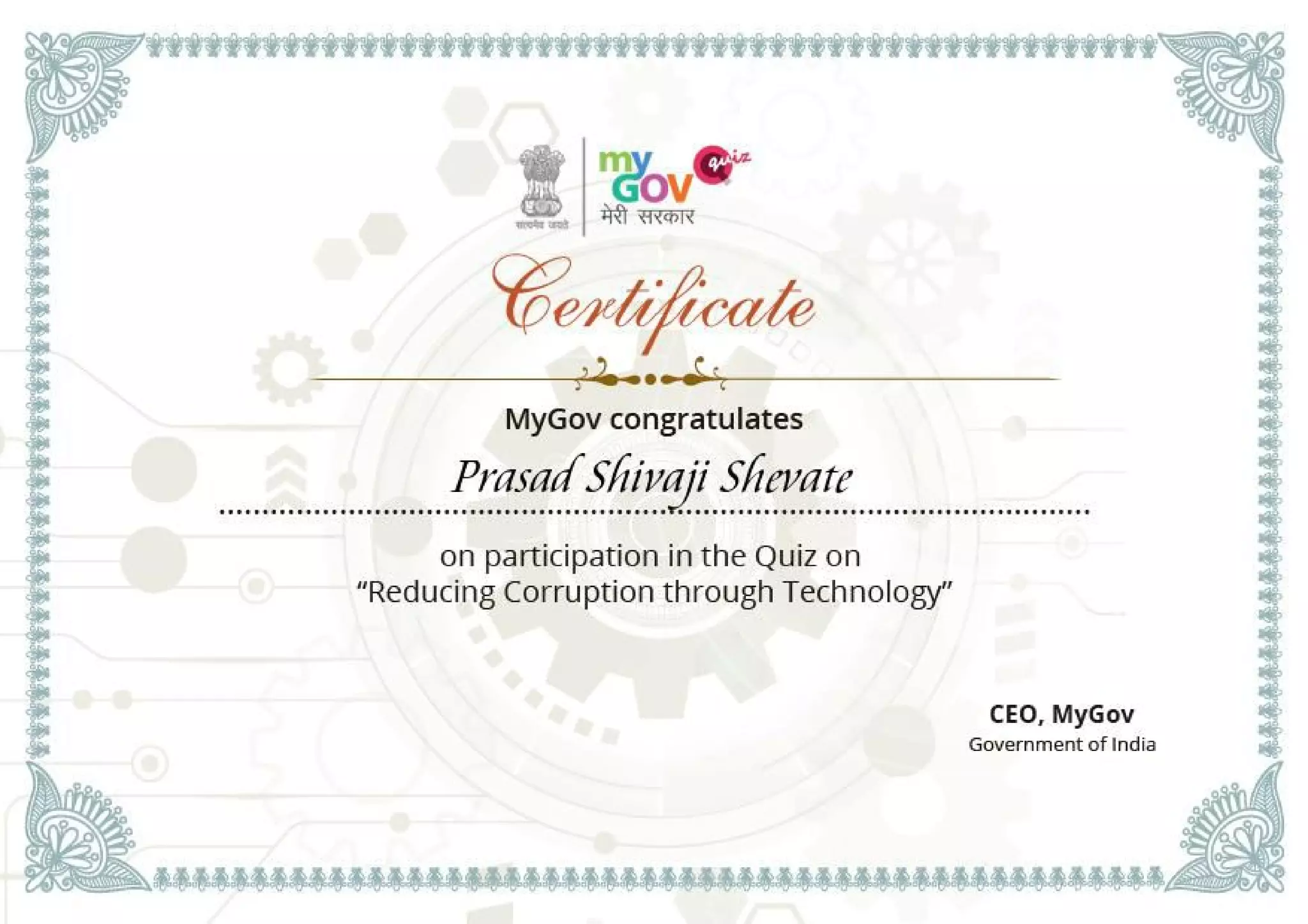 my gov certificate Reducing corruption through technology | PPT