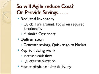 Reducing Cost With Agile | PPT