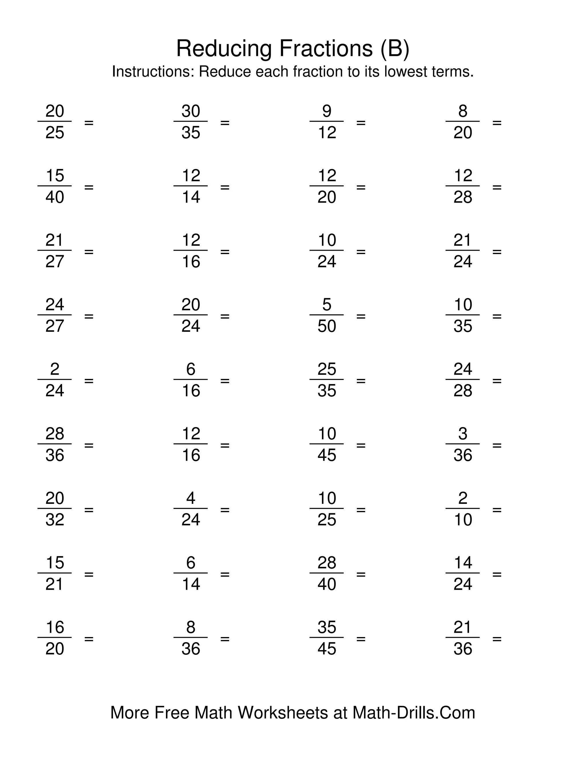 Reducing fractions | PDF