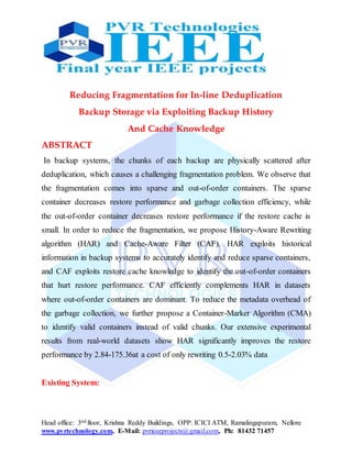 Reducing fragmentation for in line deduplication | DOCX