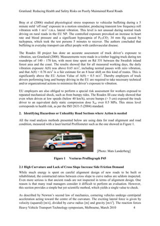 Reducing health and safety risks on poorly maintained rural roads ...