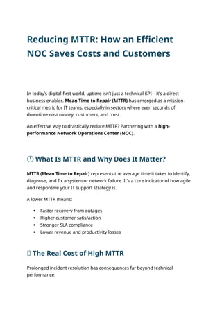 Reducing MTTR How an Efficient NOC Saves Costs and Customers.docx