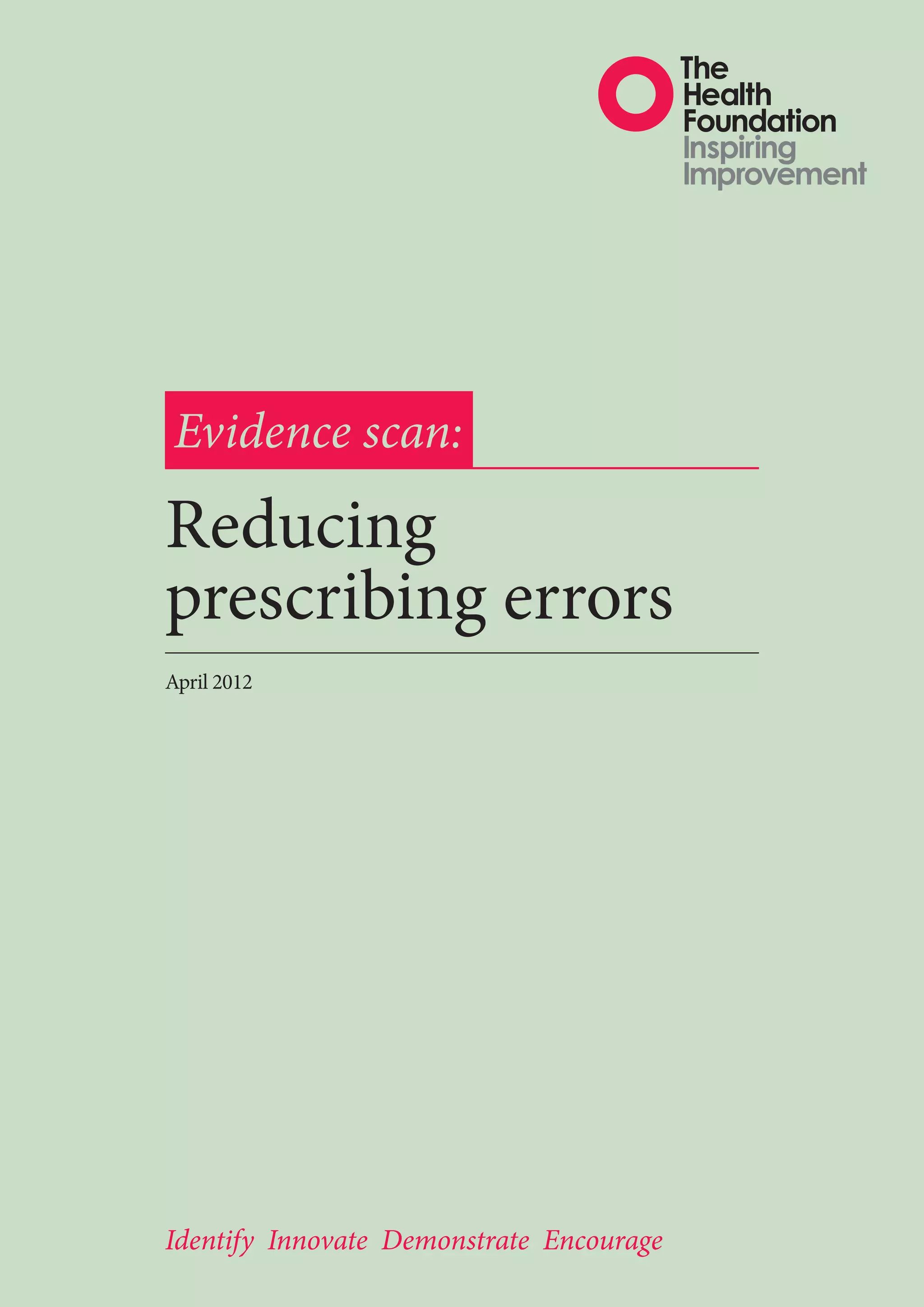 Reducing prescribing errors evidence scan-2012 | PDF