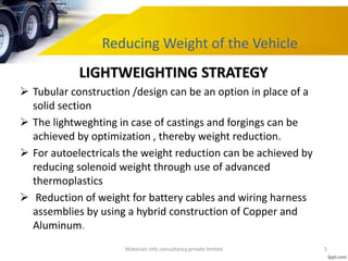 Reducing the weight of vehicle | PPT
