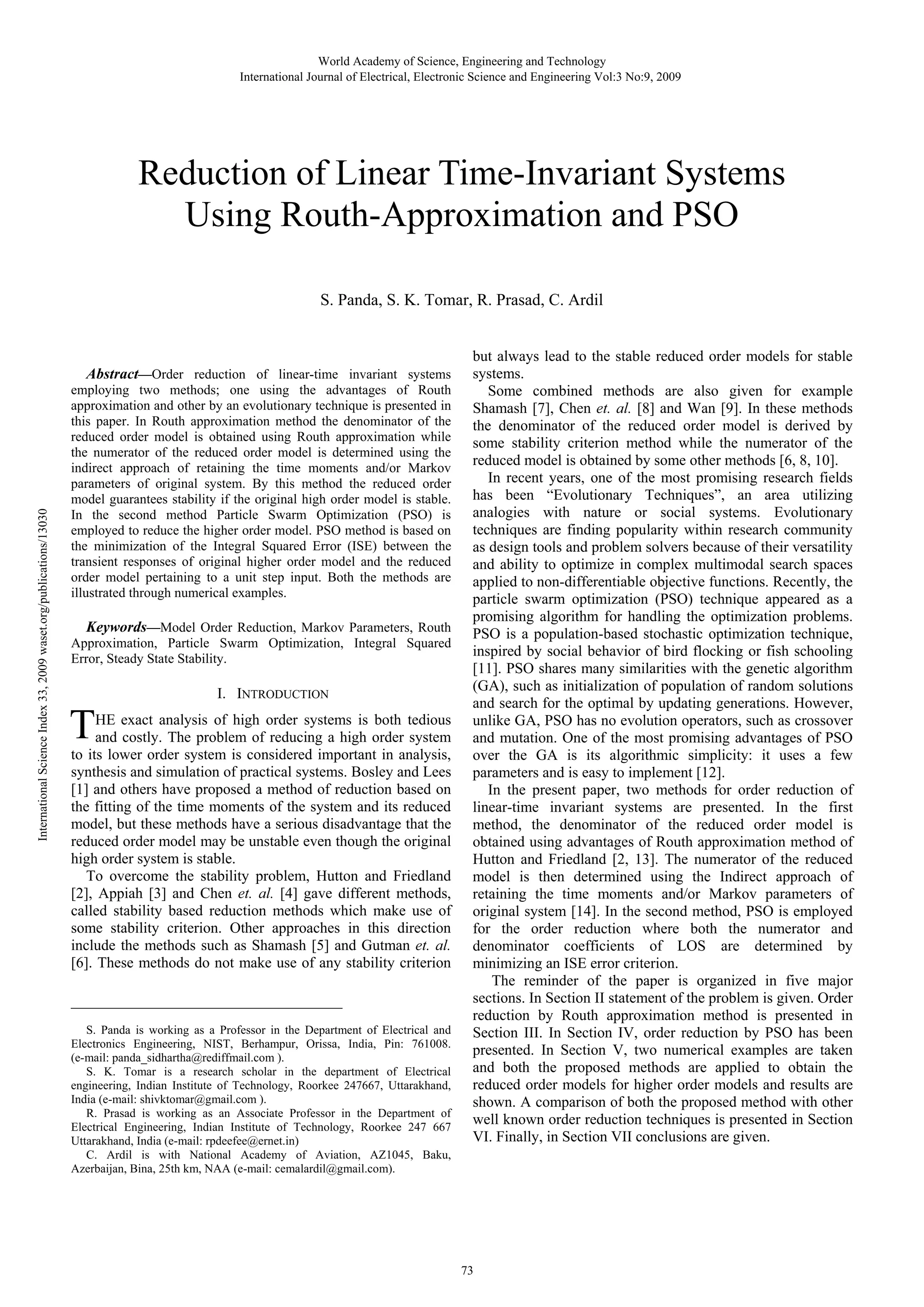 Reduction of-linear-time-invariant-systems-using-routh-approximation-and-pso | PDF