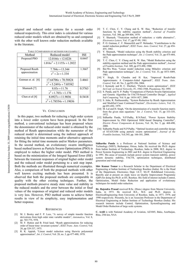 Reduction Of Linear Time Invariant Systems Using Routh Approximation And Pso Pdf