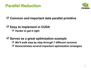 Optimizing Parallel Reduction in CUDA : NOTES | PDF