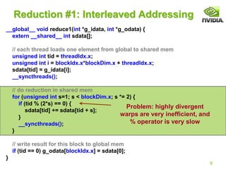 Optimizing Parallel Reduction in CUDA : NOTES | PDF