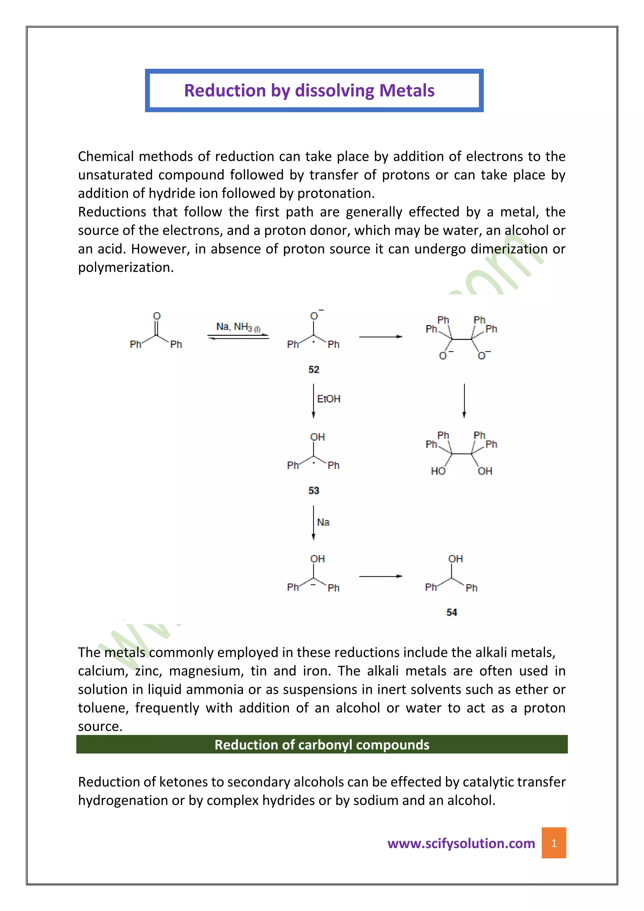 Reduction by dissolving metals | PDF