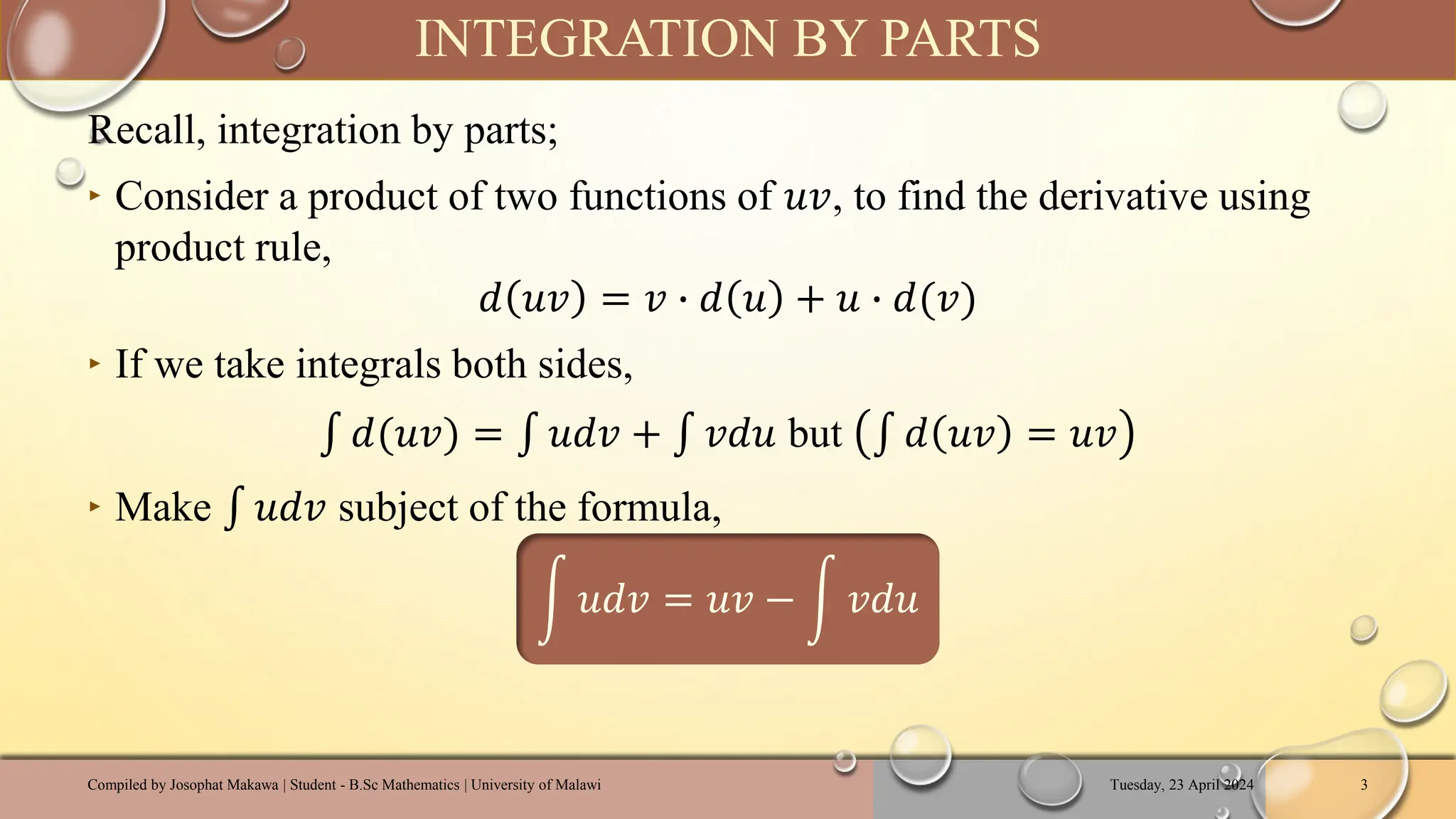 MAT221: CALCULUS II - REDUCTION FORMULA, POWERS OF TRIG FUNCTIONS AND ...