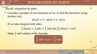 MAT221: CALCULUS II - REDUCTION FORMULA, POWERS OF TRIG FUNCTIONS AND ...