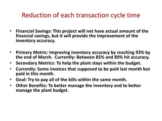 Reduction of each transaction cycle time | PPTX | Manufacturing ...