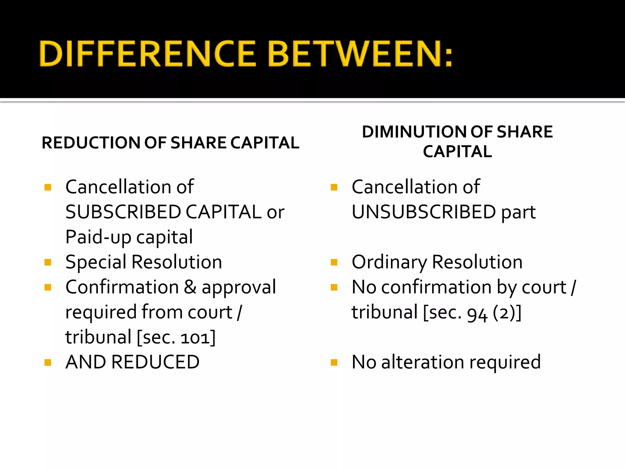 Reduction of share capital | PPTX