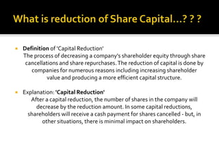 Reduction of share capital | PPTX