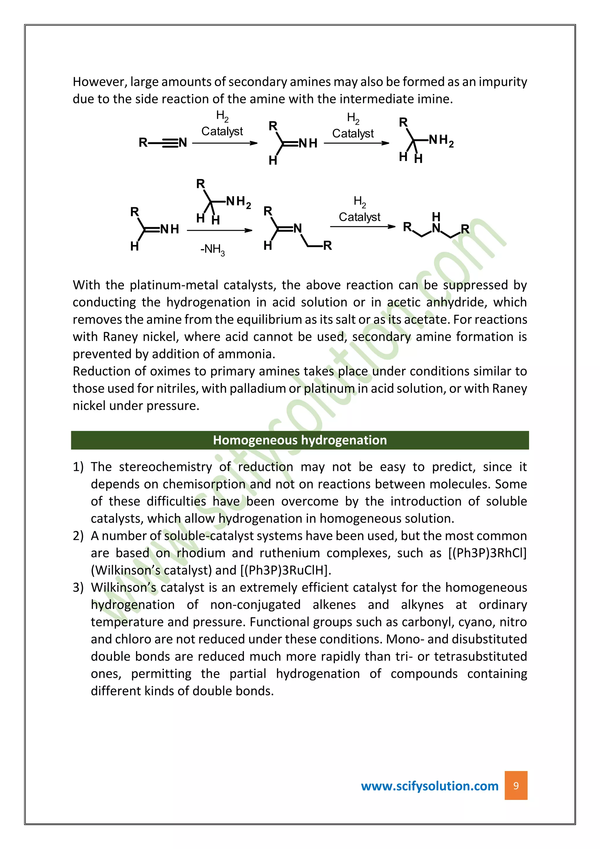 Reduction using catalytic hydrogenation | PDF