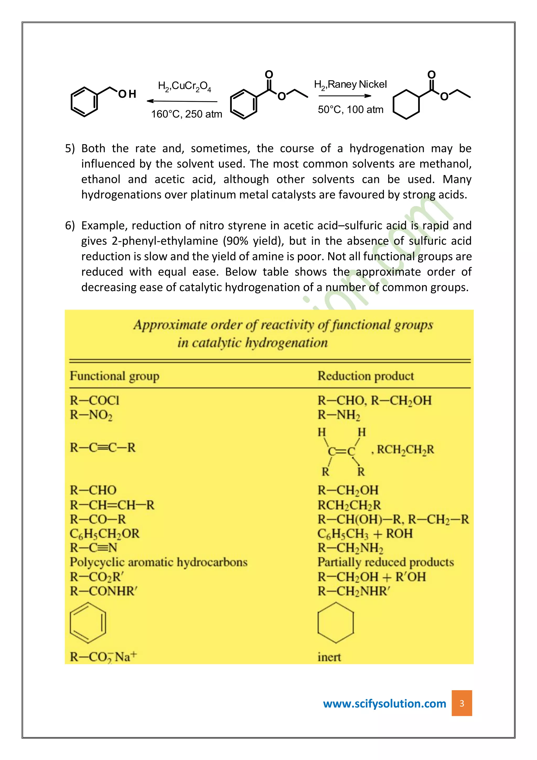 Reduction using catalytic hydrogenation | PDF